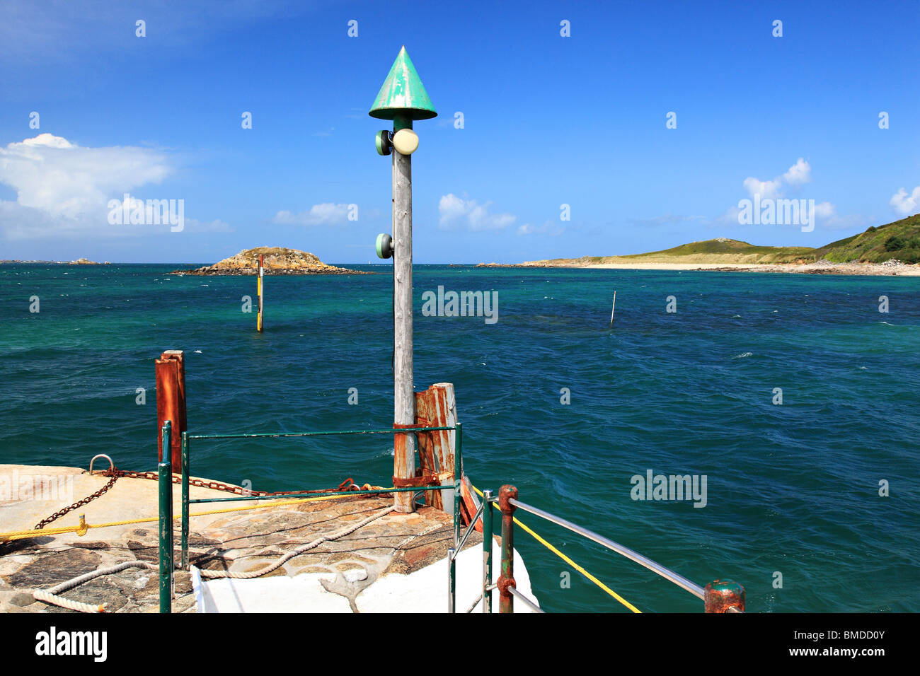 Herm Harbour with a view to Hermetier and Bear's beach, Channel Island ...