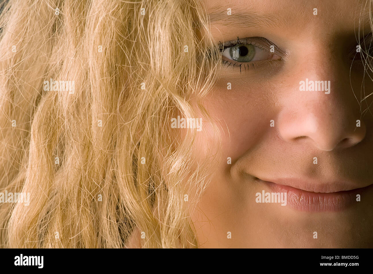Portrait of the long-haired green-eyed girl Stock Photo - Alamy