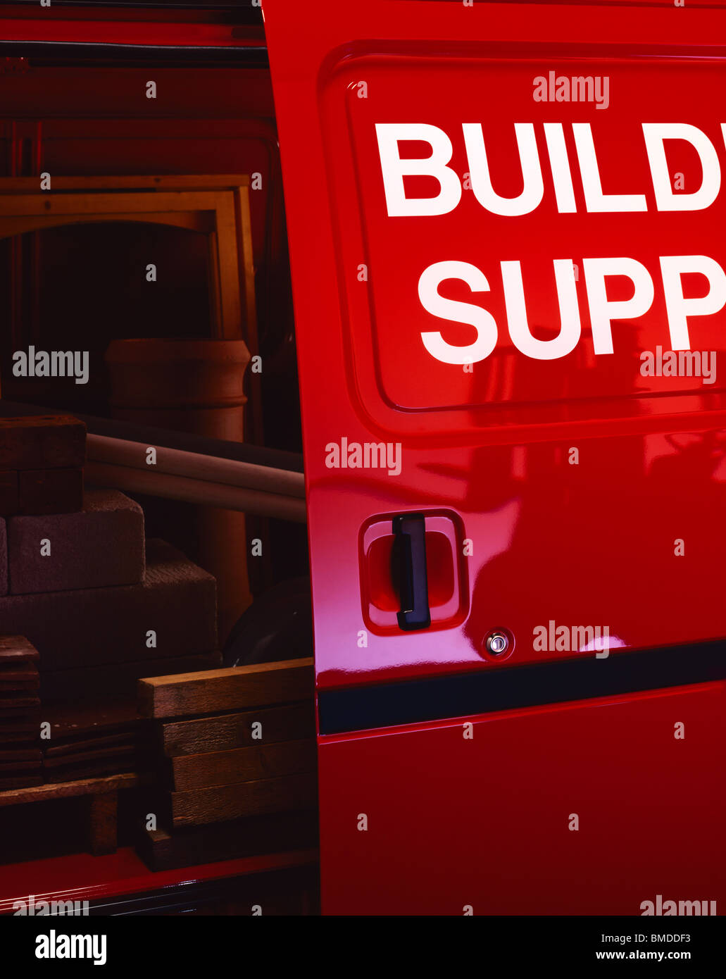 Red Builder Van Stock Photo - Alamy