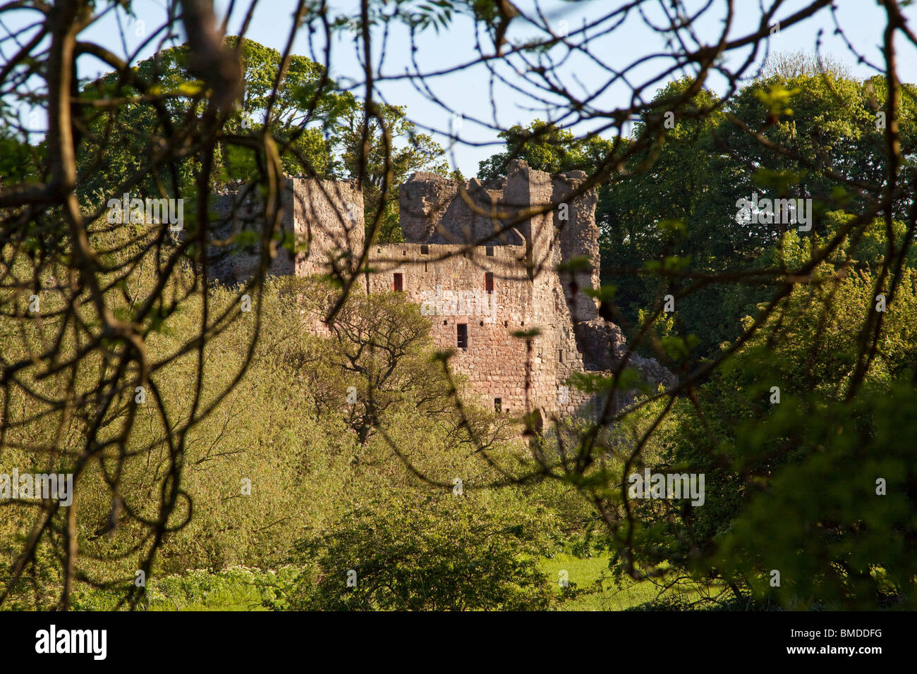 Hailes Castle, as seen from across the River Tyne & through some trees ...