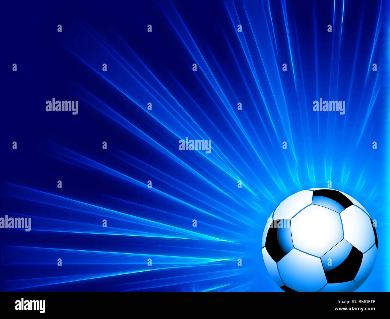 Detailed football on a neon blue star burst background Stock Photo - Alamy