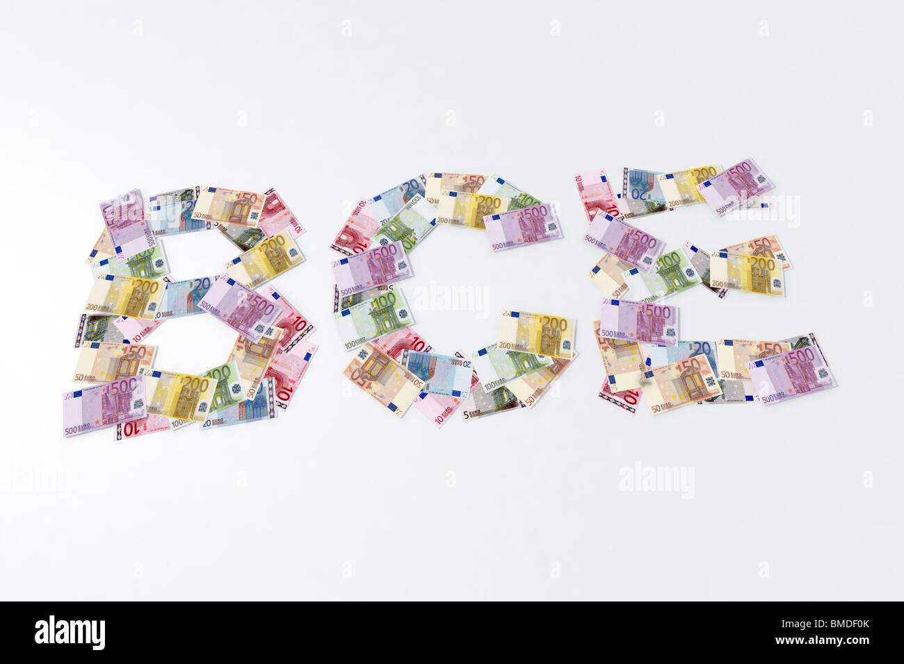 written bce banknotes (central bank europe Stock Photo - Alamy