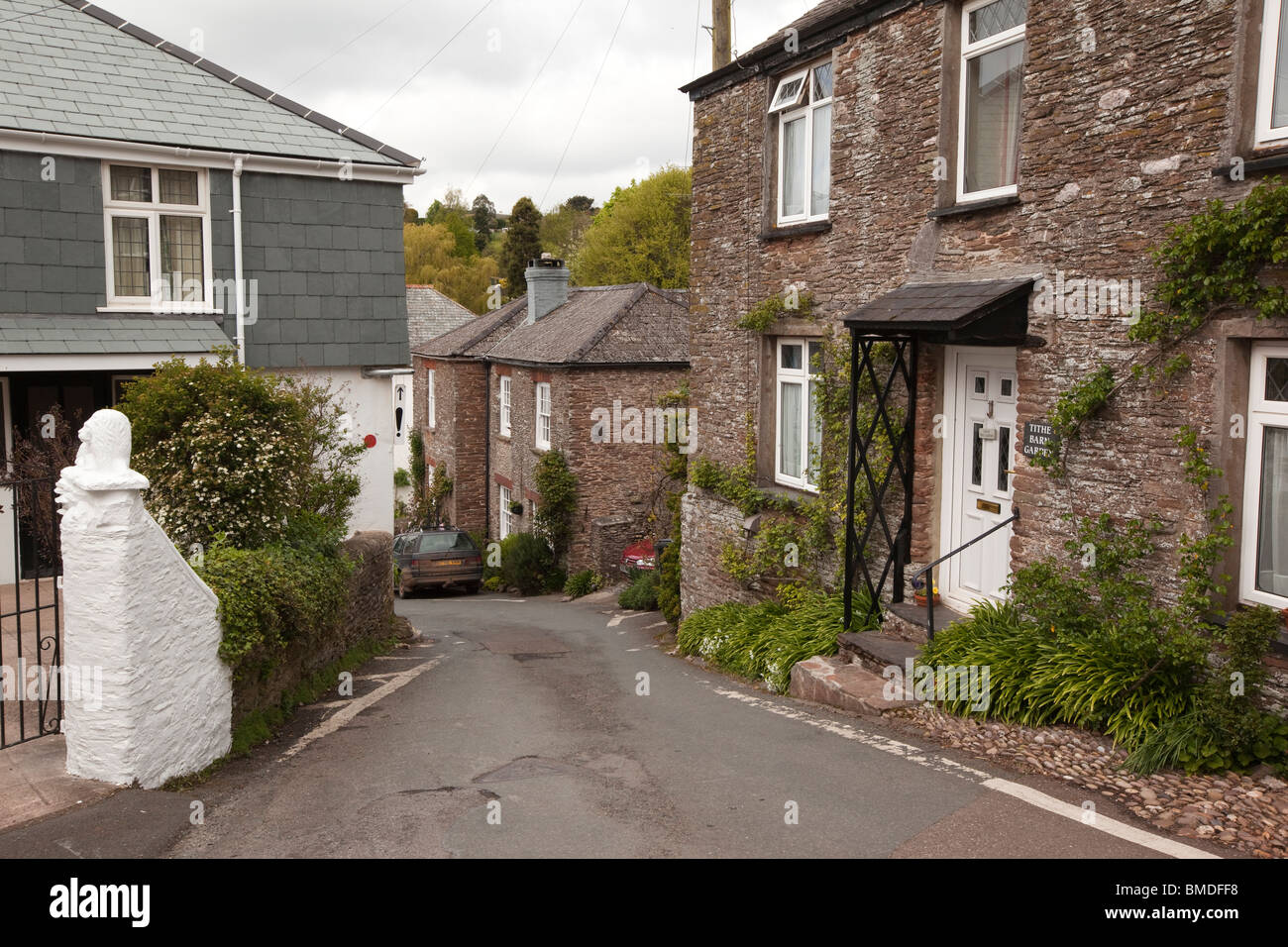 UK, England, Devon, Slapton, old stone built village houses along ...