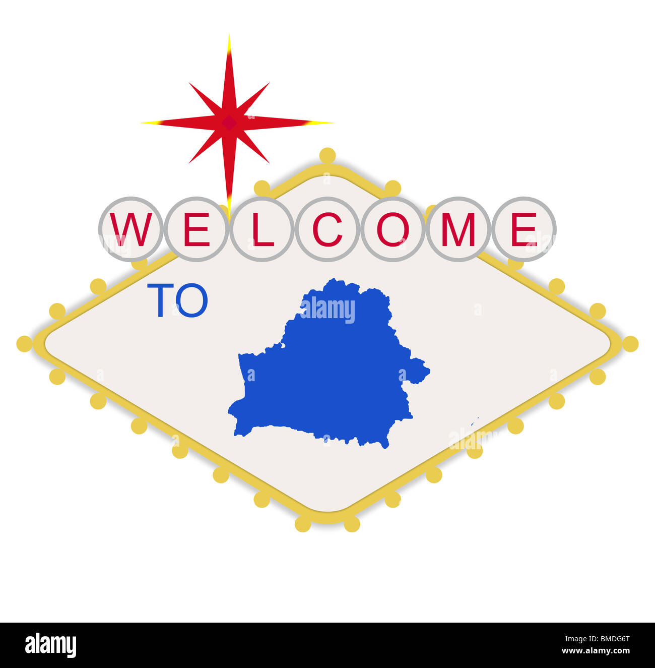 Welcome to Belarus sign in style of famous Las Vegas sign, isolated on ...