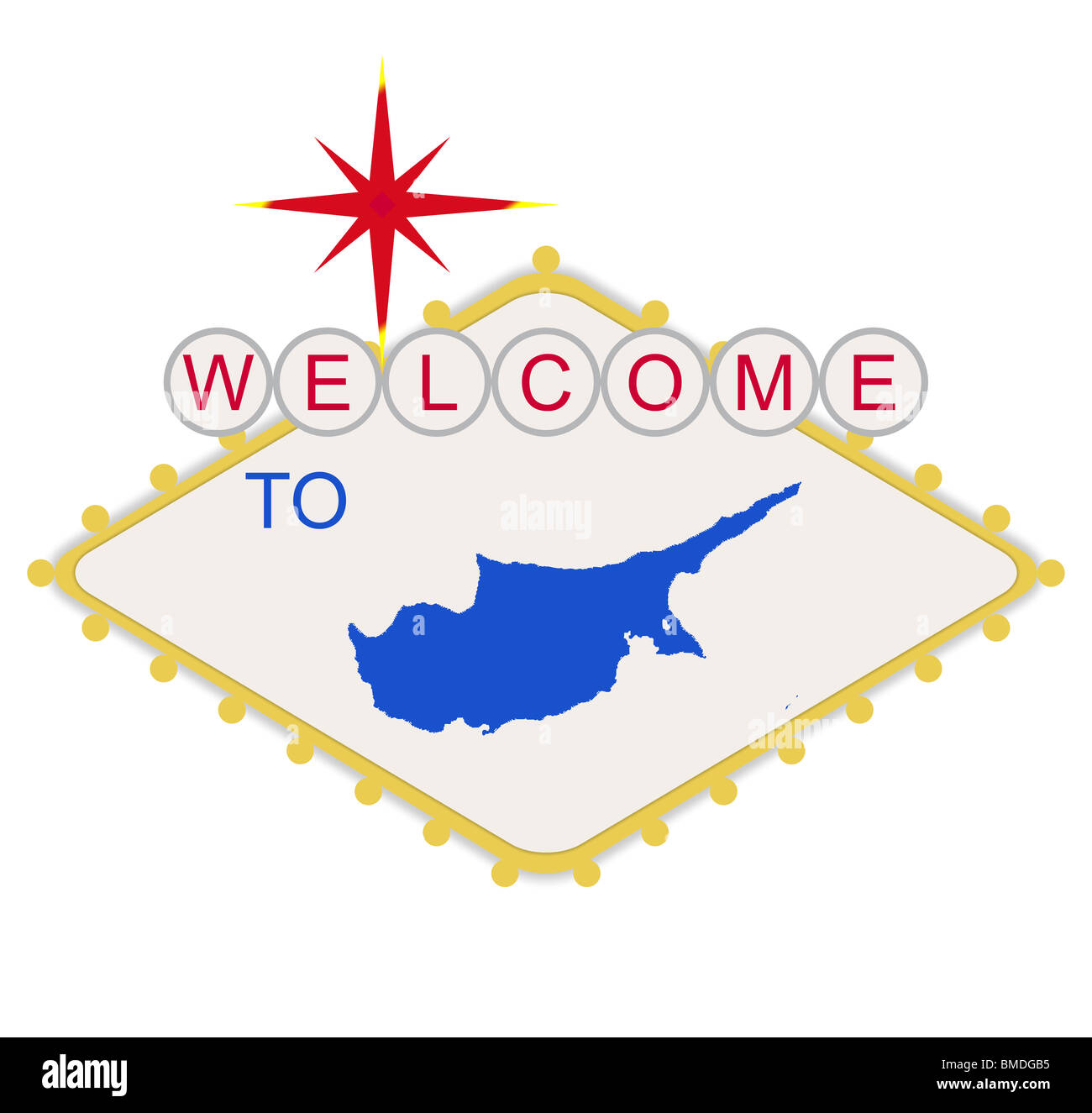 Welcome to Cyprus sign in style of famous Las Vegas sign, isolated on ...