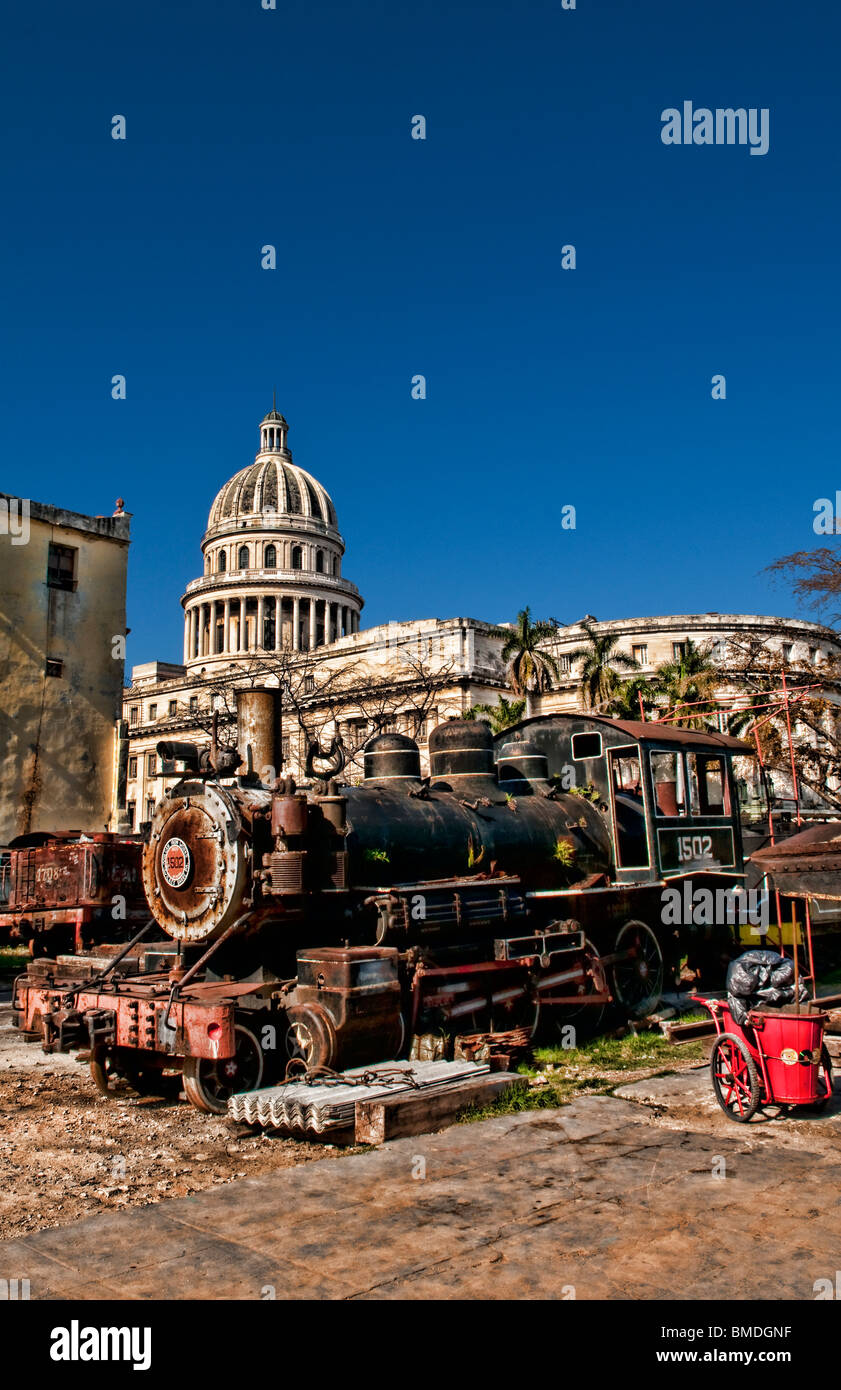 Old train museum next to Capitol in downtown Havana Habana Cuba Stock ...