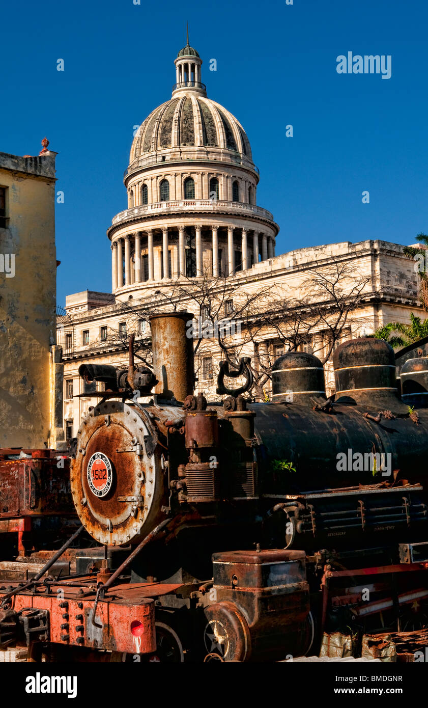 Old train museum next to Capitol in downtown Havana Habana Cuba Stock ...