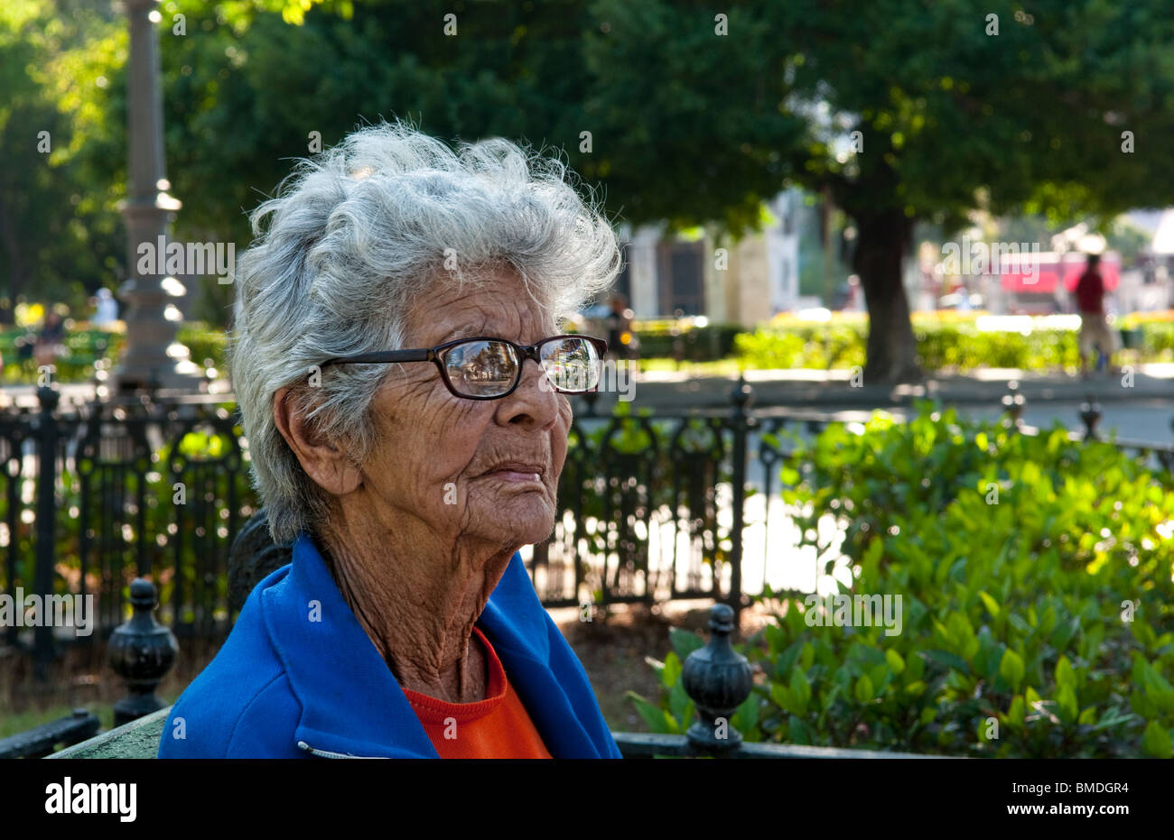 Portrait of old proud woman in park in Havana Habana Cuba Stock Photo ...