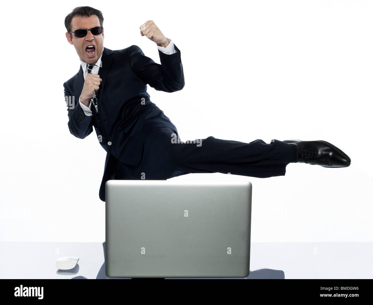 man computer pirate caucasian in studio isolated on white background ...
