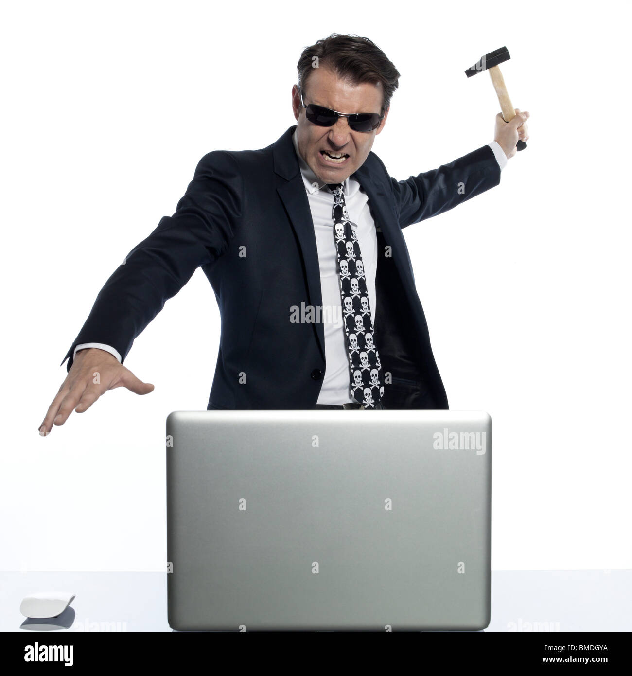 man computer pirate caucasian in studio isolated on white background ...