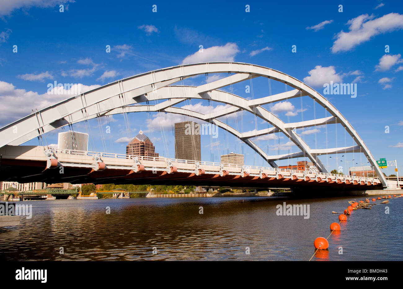 Rochester New York skyline with the Genesee River and the Susan B ...