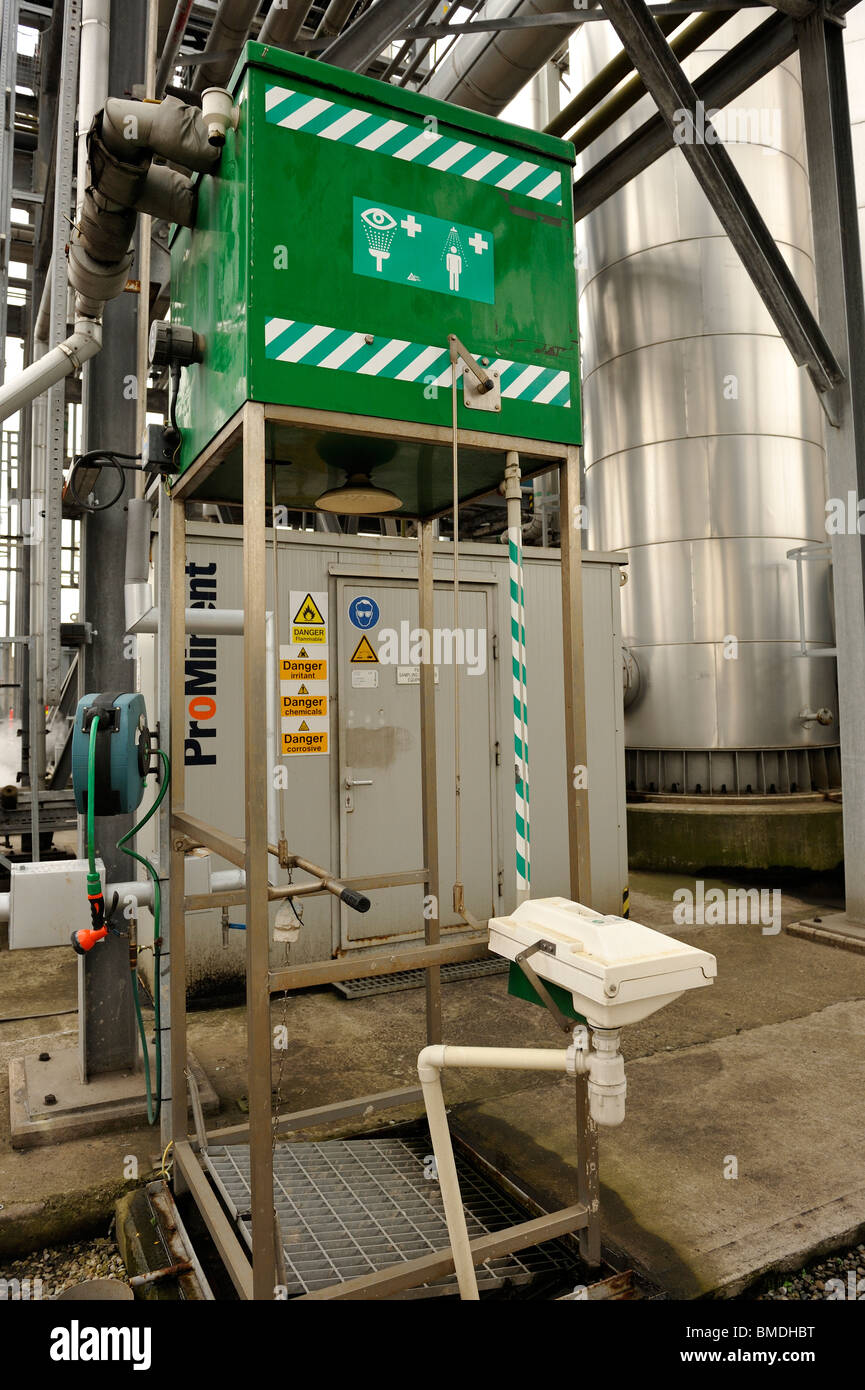 Emergency Shower chemical spill factory safety Stock Photo - Alamy