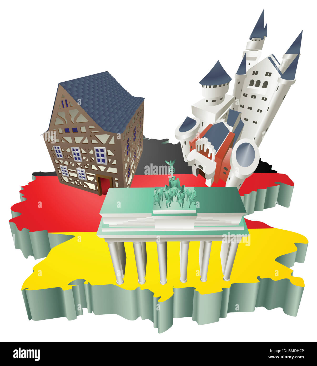An illustration of some German tourist attractions in Germany Stock ...