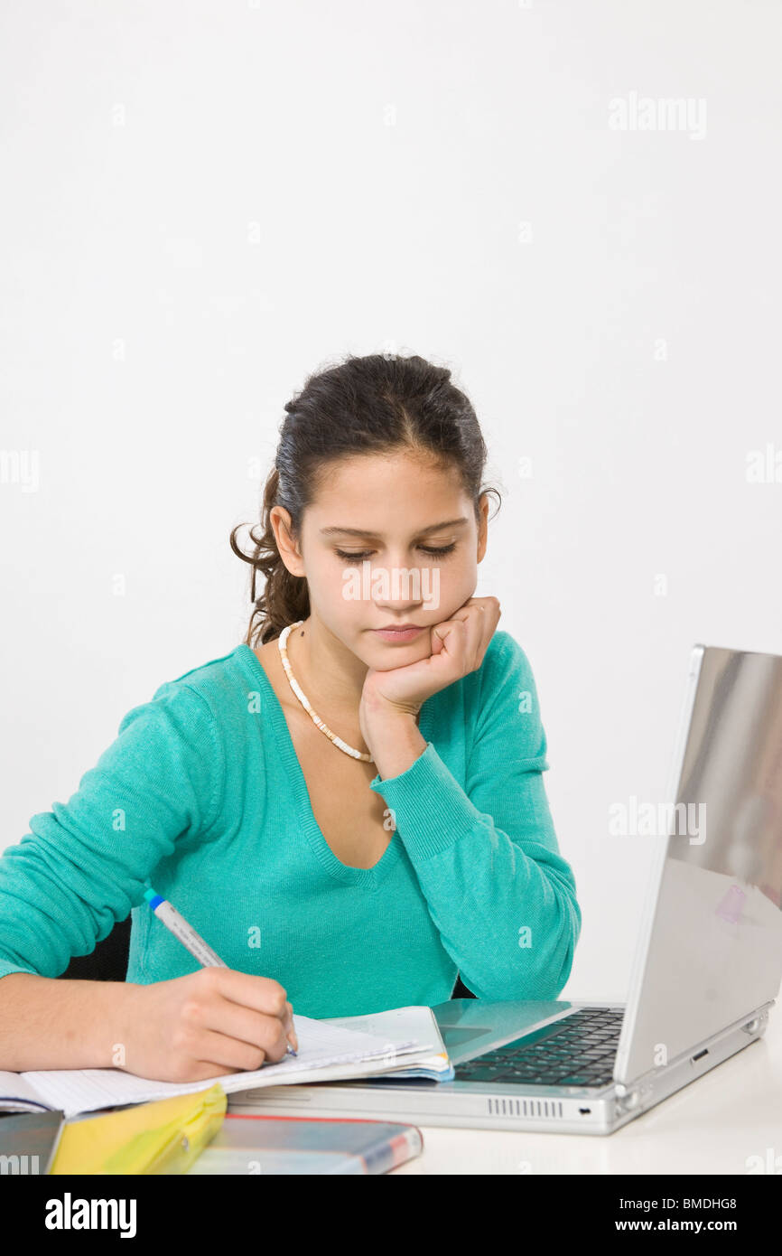 Teenage Girl Doing Homework Stock Photo - Alamy