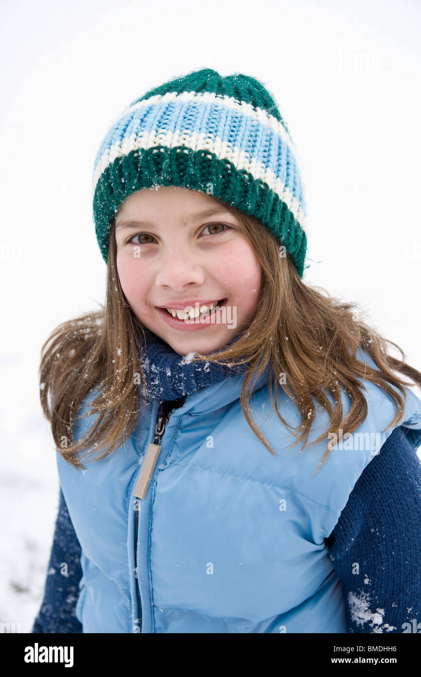 Portrait of Girl Outdoors in Winter Stock Photo - Alamy
