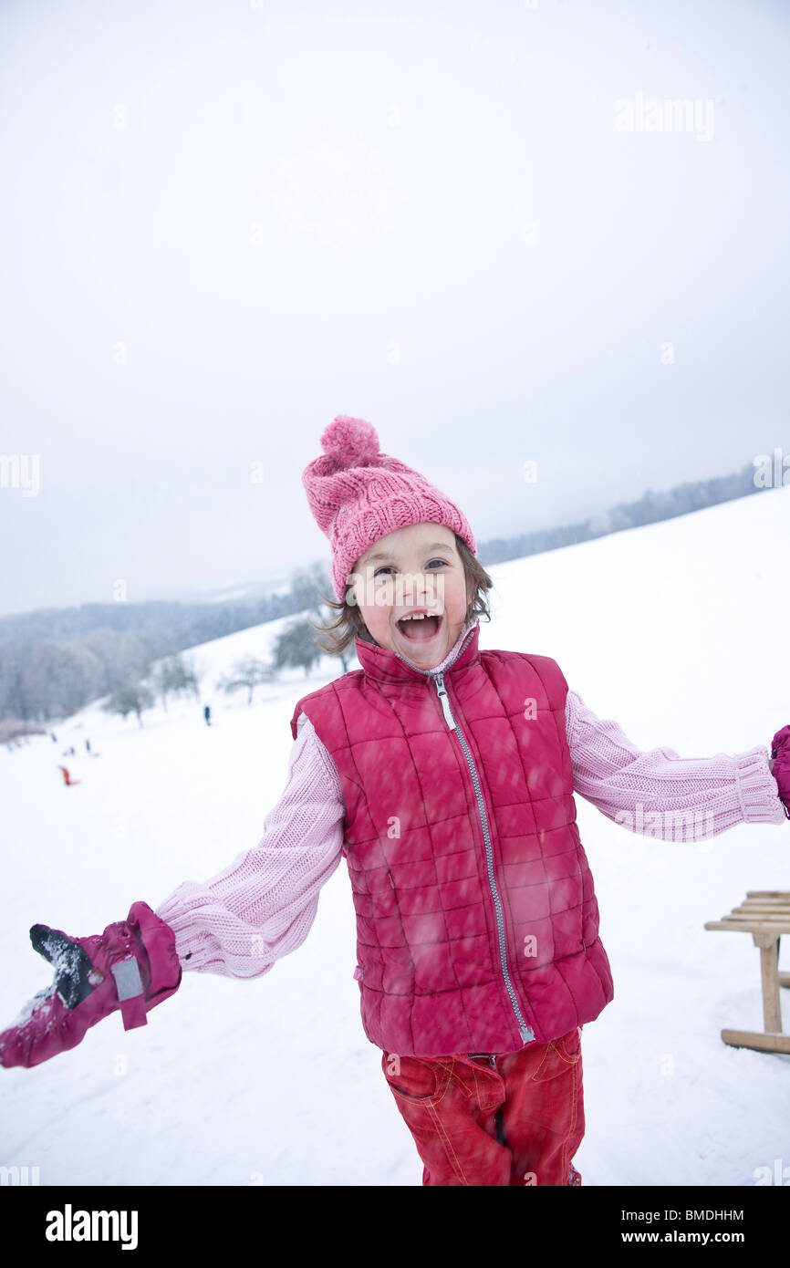 Girl Outdoors in Winter Stock Photo - Alamy