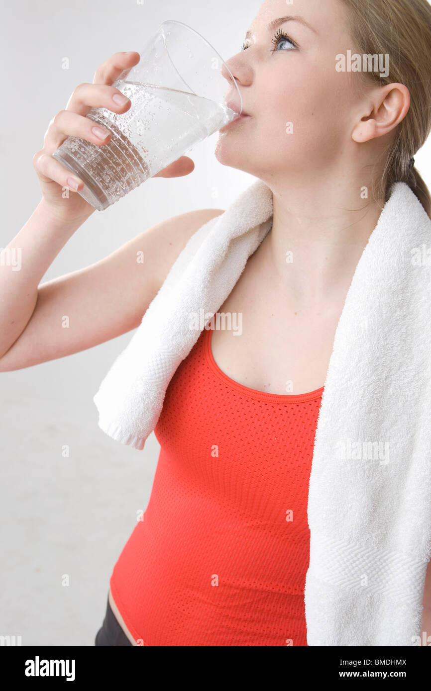 Woman Drinking Water Stock Photo - Alamy