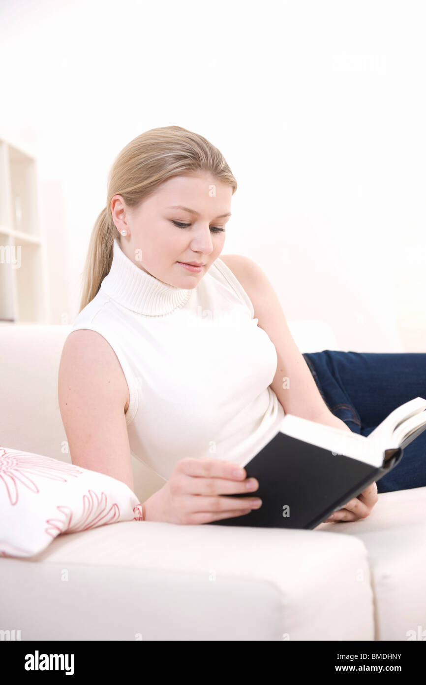 Woman Reading Book Stock Photo - Alamy