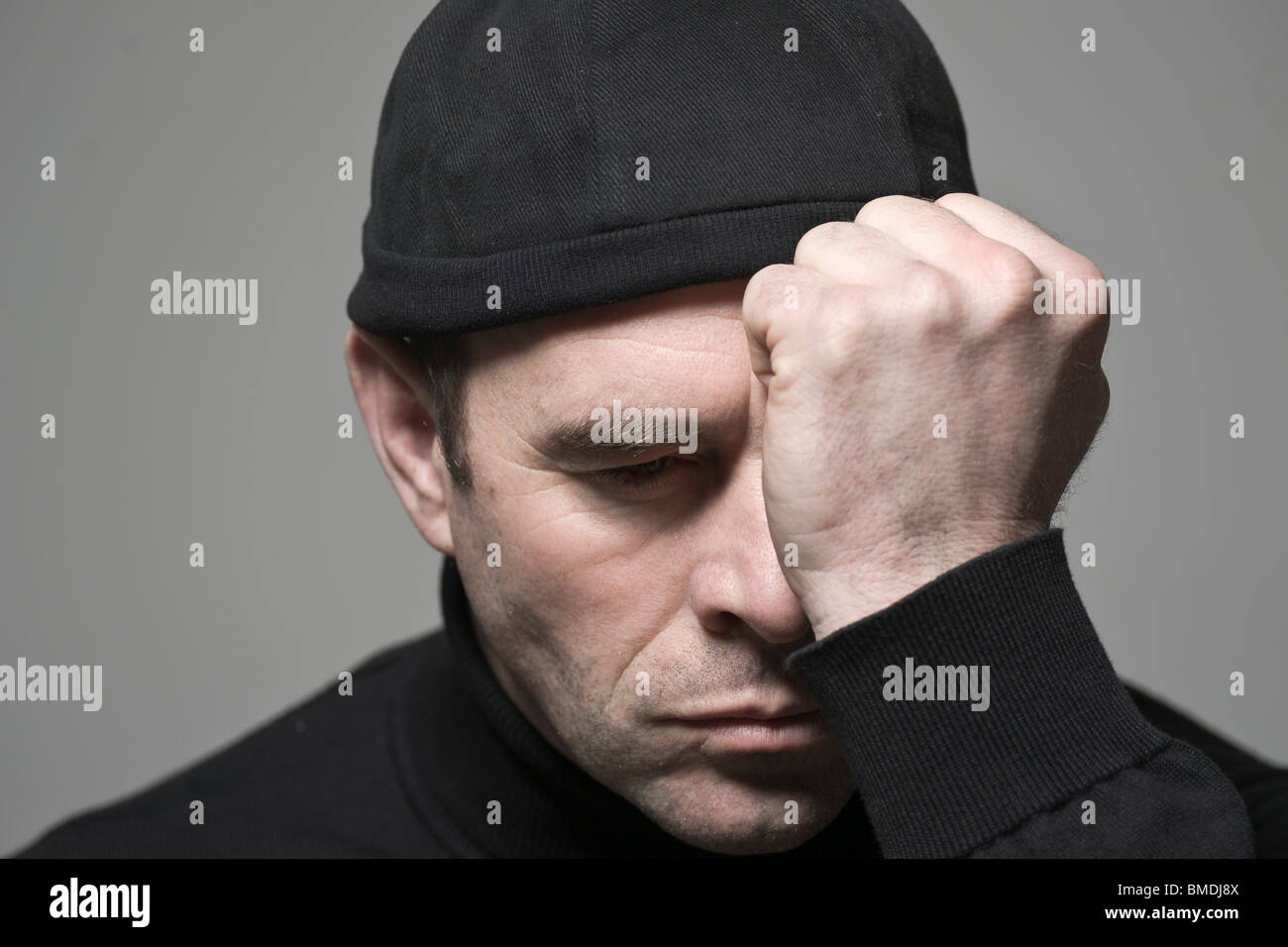 Portrait of Man in Black Cap Stock Photo - Alamy