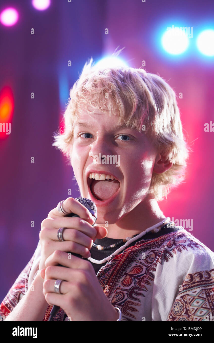 Boy Kid Singing Perform High Resolution Stock Photography and Images ...