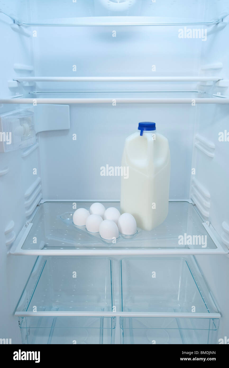 Fridge with Milk and Eggs Stock Photo - Alamy