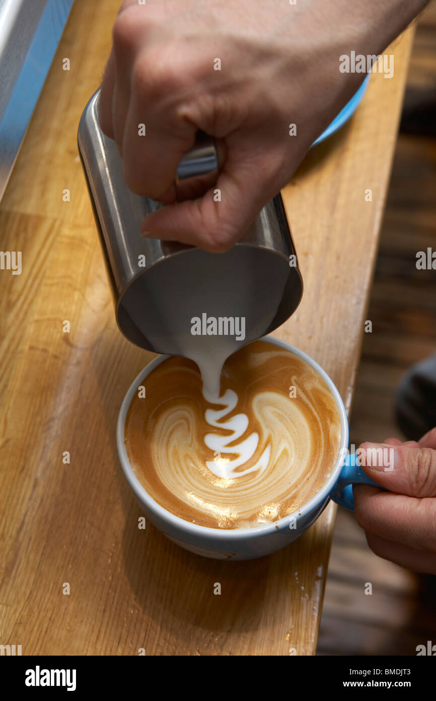 Making a Latte Stock Photo - Alamy