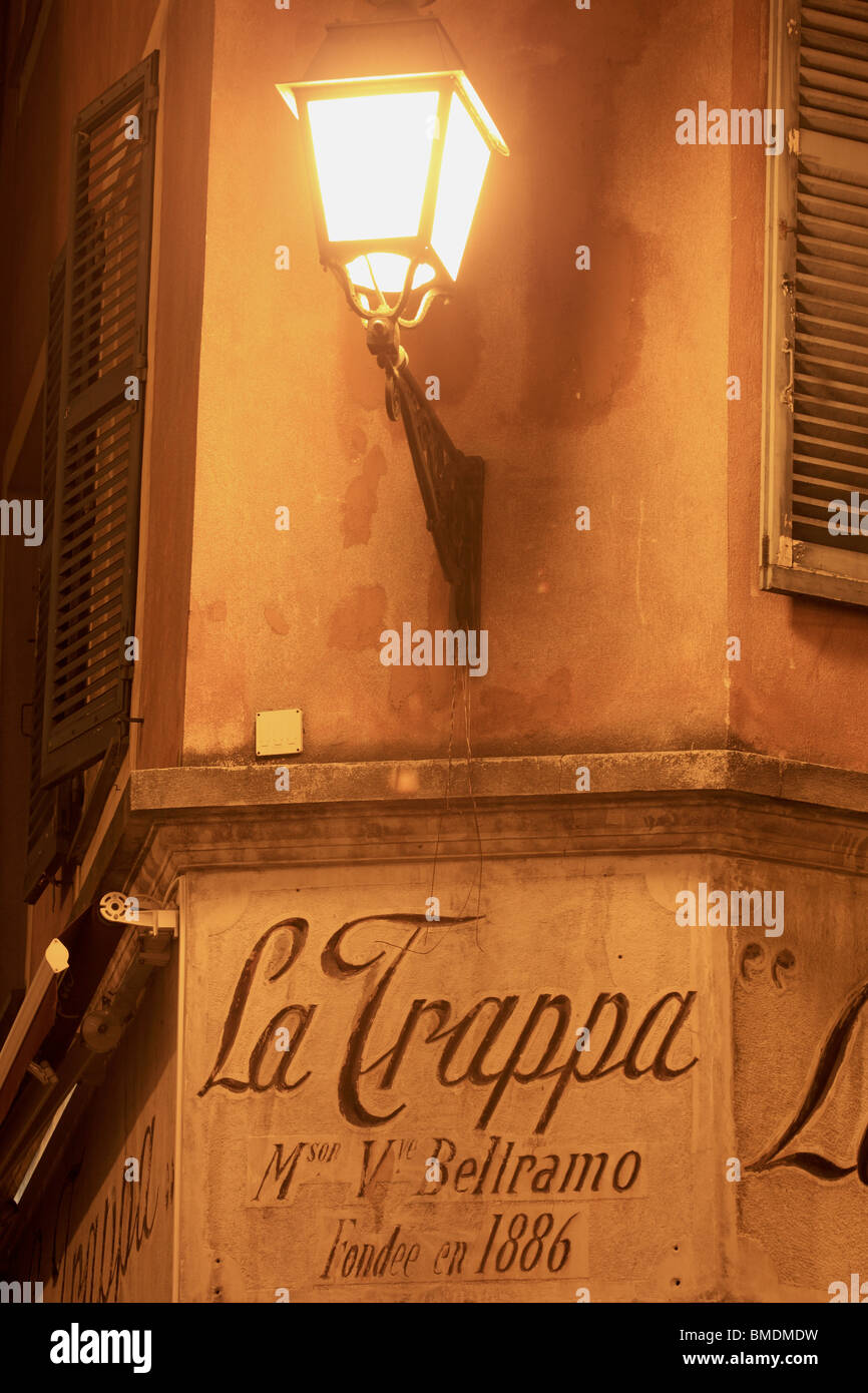 Illuminated street in the old city of Nice Stock Photo - Alamy