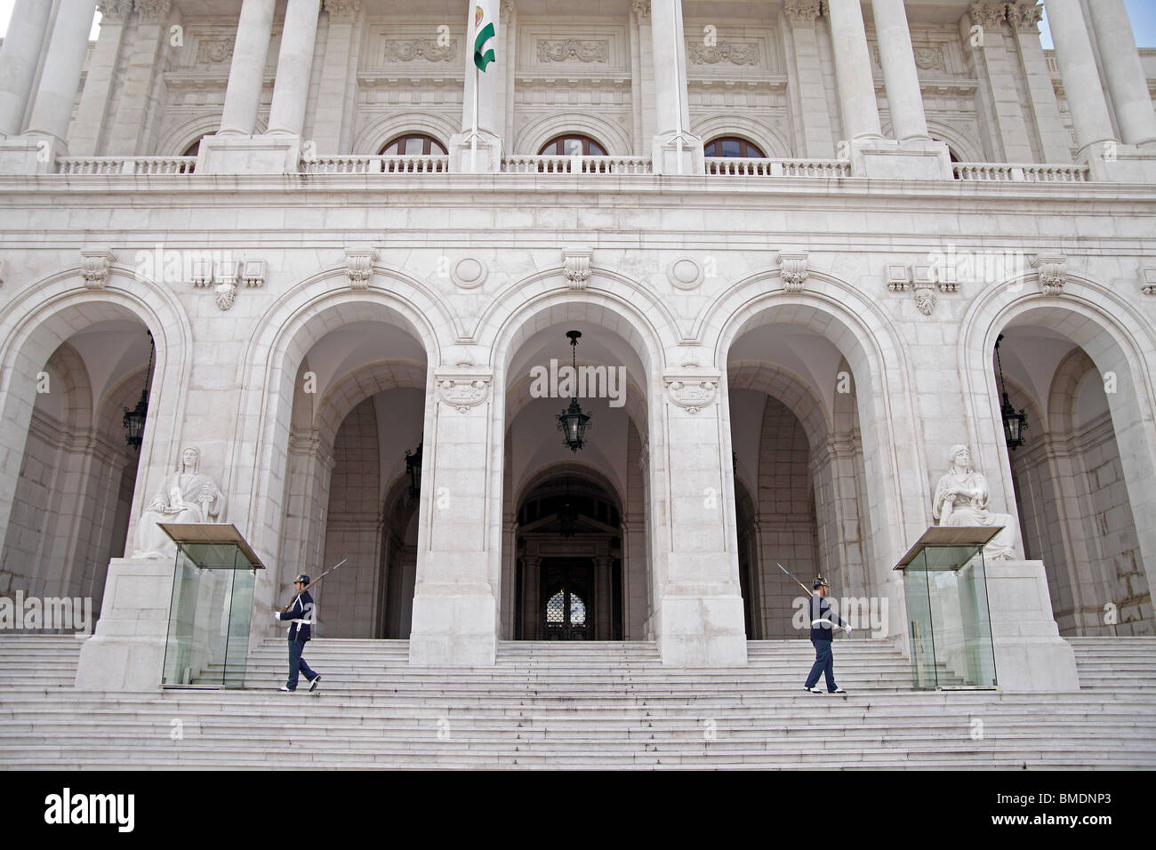 soldiers on guard at the portuguese Parliament Assembleia da Republica ...