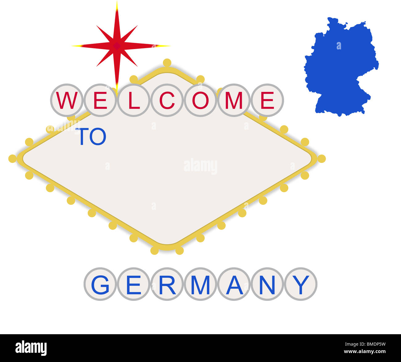 Welcome to Germany in style of fabulous Las Vegas sign with map and ...