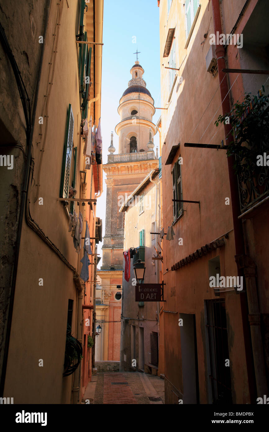 Menton france street basilica hi-res stock photography and images - Alamy