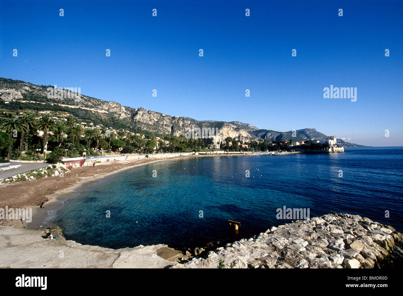 The beach of the city of Beaulieu sur mer Stock Photo - Alamy