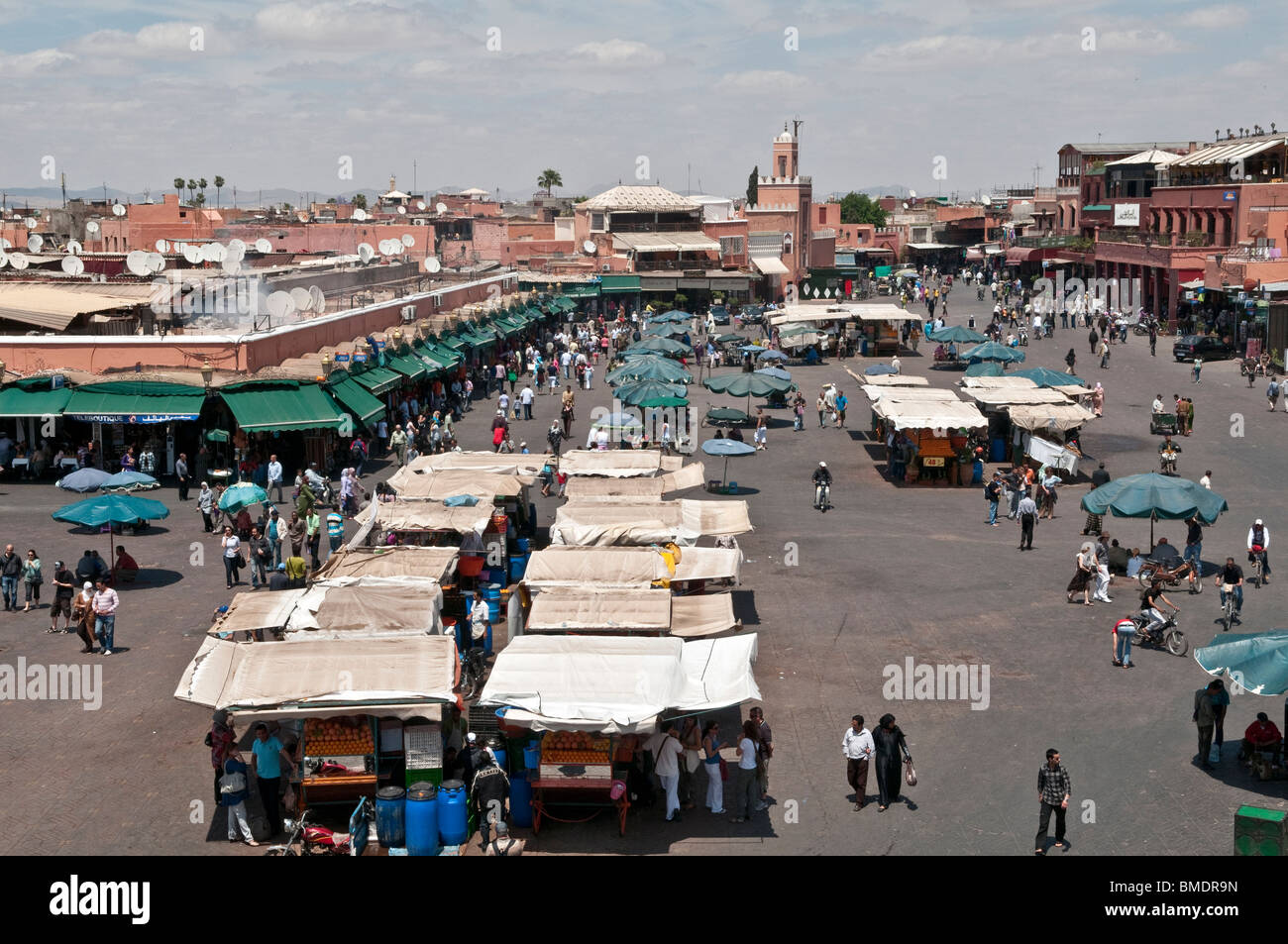 Africa, Maroc, Marocco, Marrakech,food stalls in market place of Jemaa ...