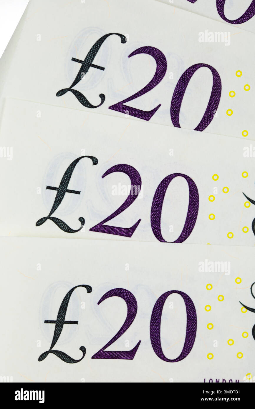 Detail of twenty pound notes Stock Photo - Alamy