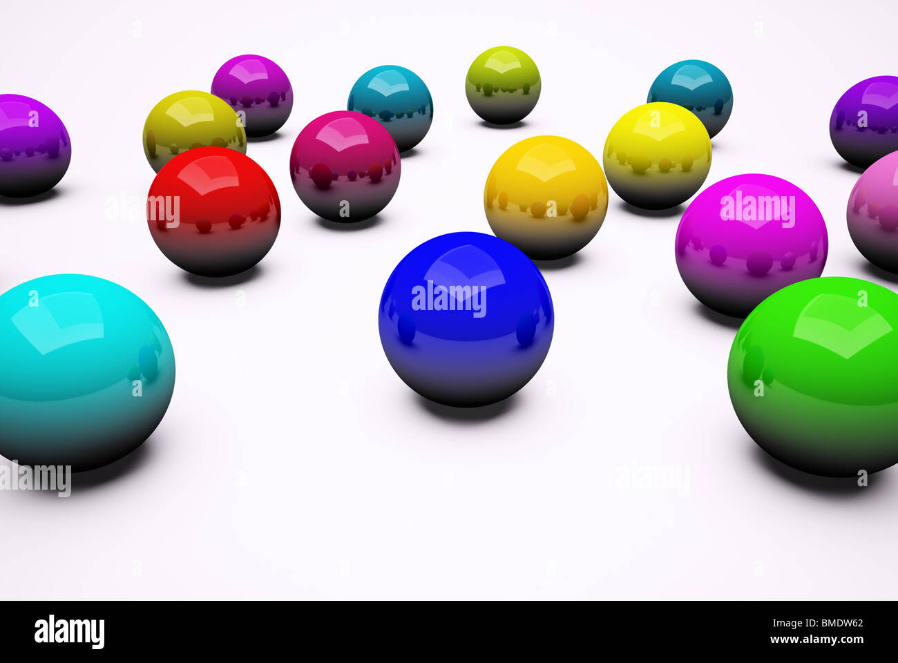 Multi colored chrome balls background 3d render Stock Photo - Alamy