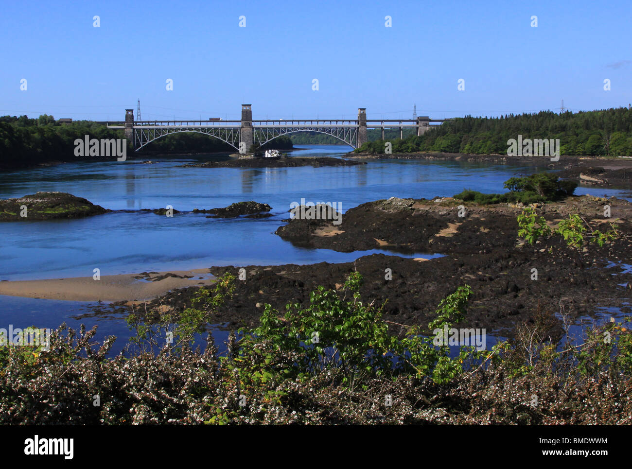 Britannia Bridge, Menai Straits, Anglesey Stock Photo - Alamy