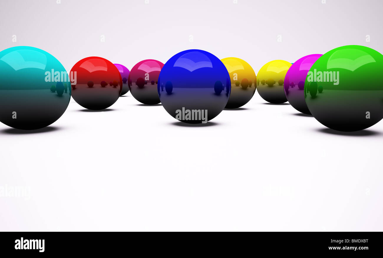 Multi-colored chrome balls background 3d render Stock Photo - Alamy