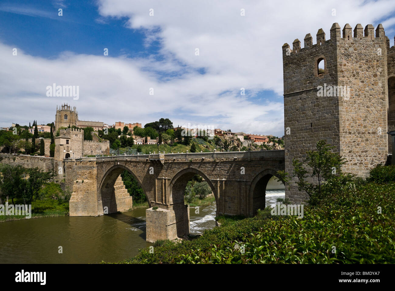 St. Martin bridge (Puente de San Martín) in Toledo, Spain Stock Photo ...