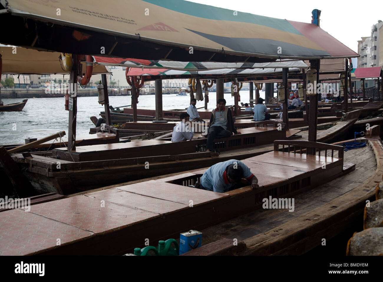 Arbra wooden ferry boats dubai creek uae Stock Photo - Alamy