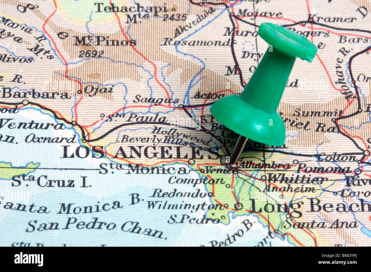 Los Angeles on a map from 1963 Stock Photo - Alamy