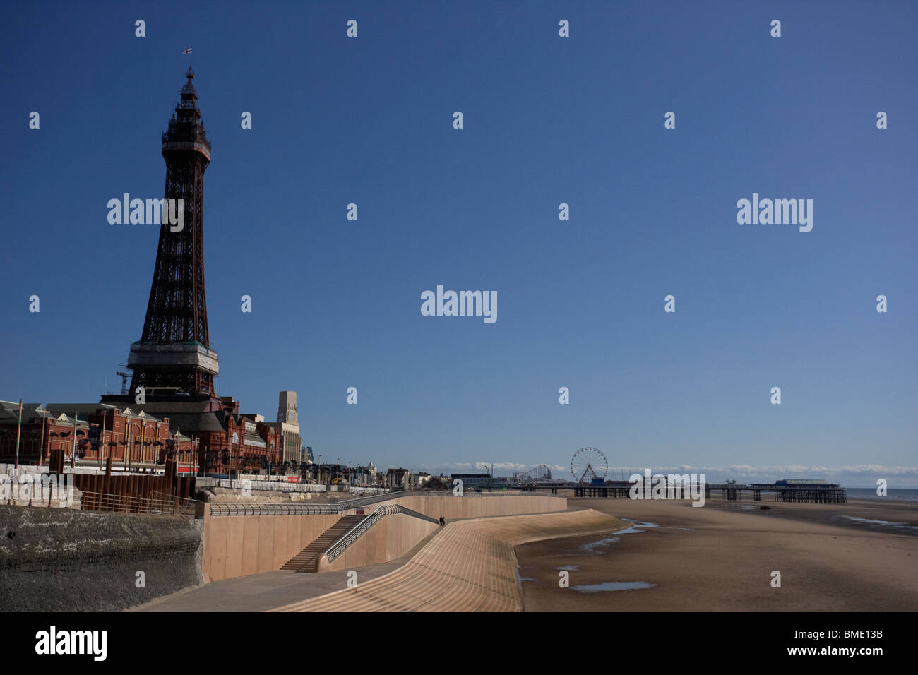 Blackpool tower promenade beach piers and seafront lancashire england ...
