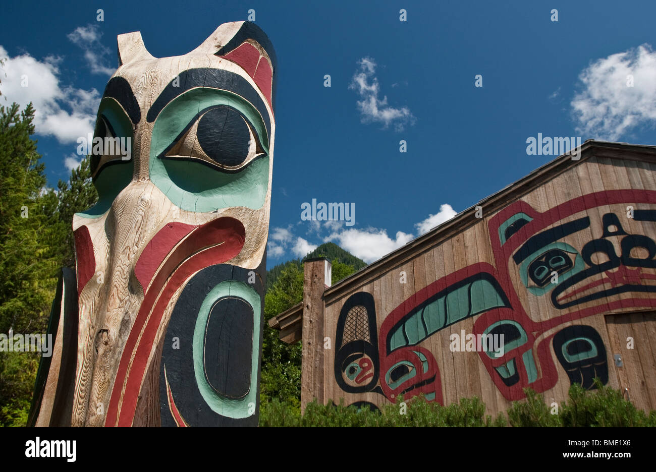 Totem Pole in Saxman Village, Ketchikan, Alaska Stock Photo - Alamy