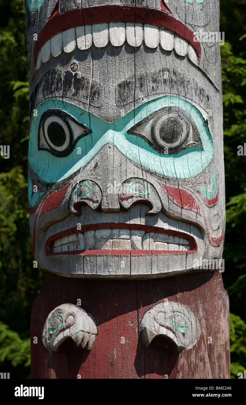 Totem Pole in Saxman Village, Ketchikan, Alaska Stock Photo - Alamy