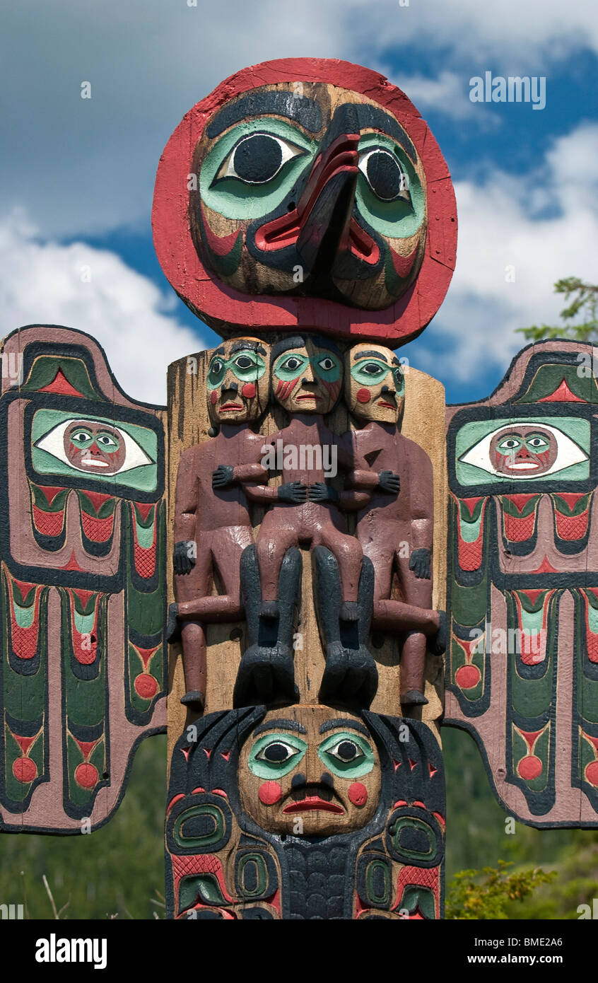 Totem Pole in Saxman Village, Ketchikan, Alaska Stock Photo - Alamy