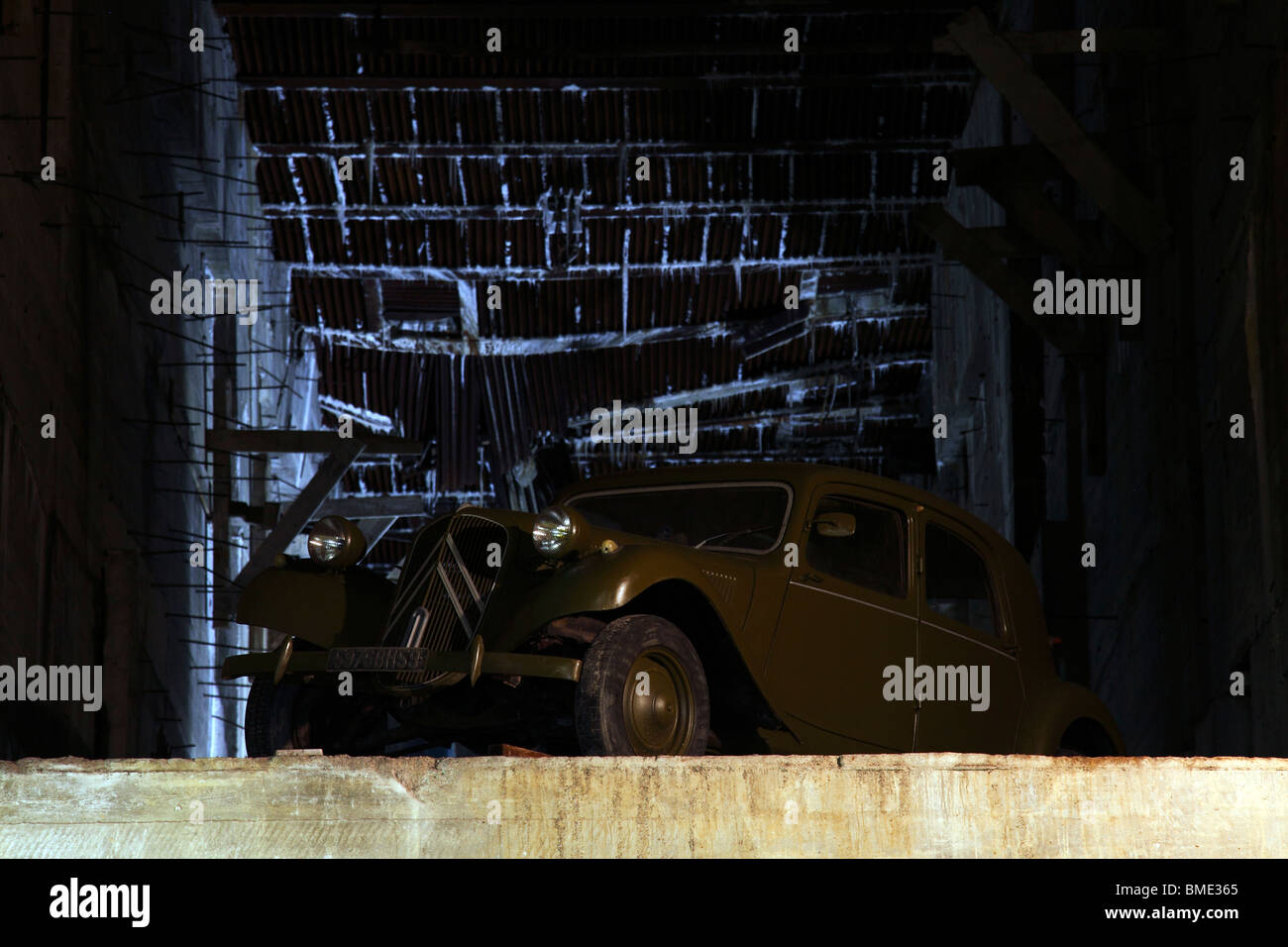 A vintage Citroen car at the Nazi missile bunker complex and V1 and V2 ...