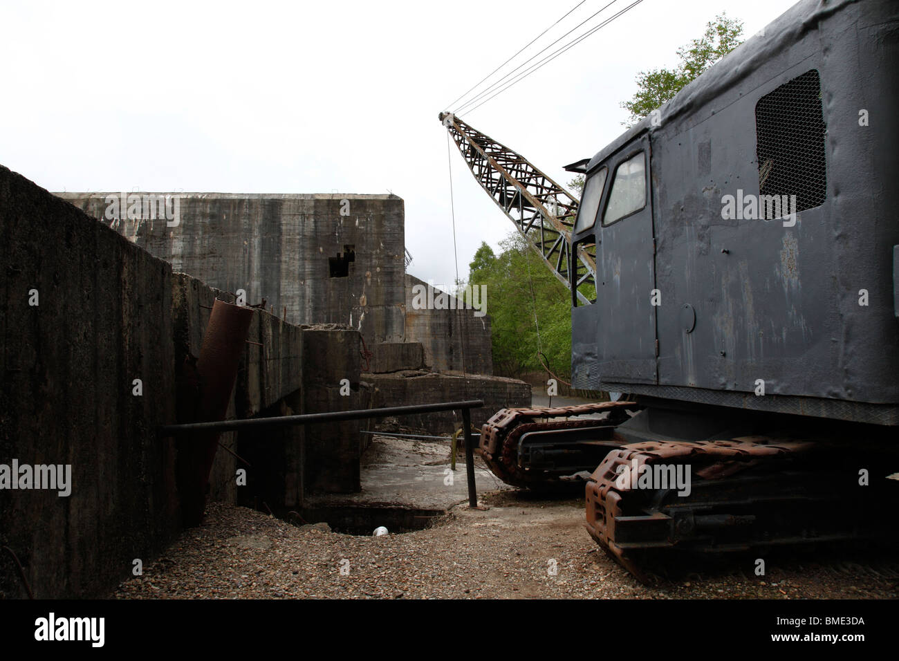 A crane at the Nazi missile bunker complex and V1 and V2 missile ...