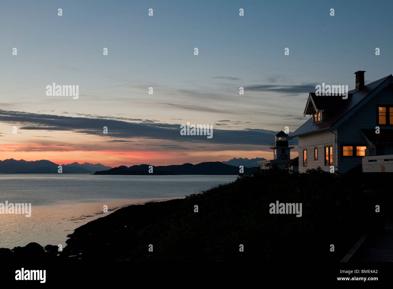 Beautiful sunset at the Point Retreat Lighthouse on Admiralty Island ...