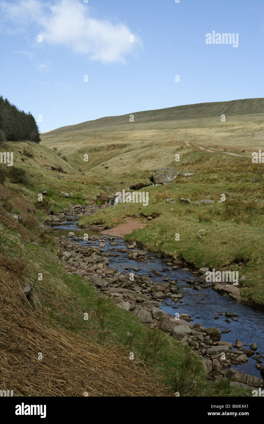 Stream on Corn Du, Brecon Beacons alongside the Beacons way. Wales UK ...