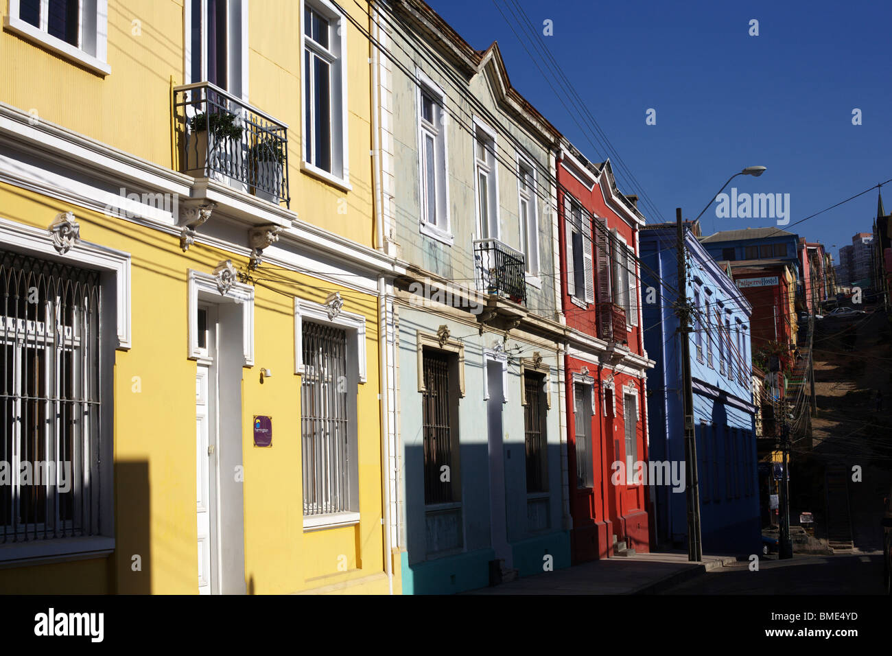 Colourful buildings in Valparaiso in Chile, South America Stock Photo ...