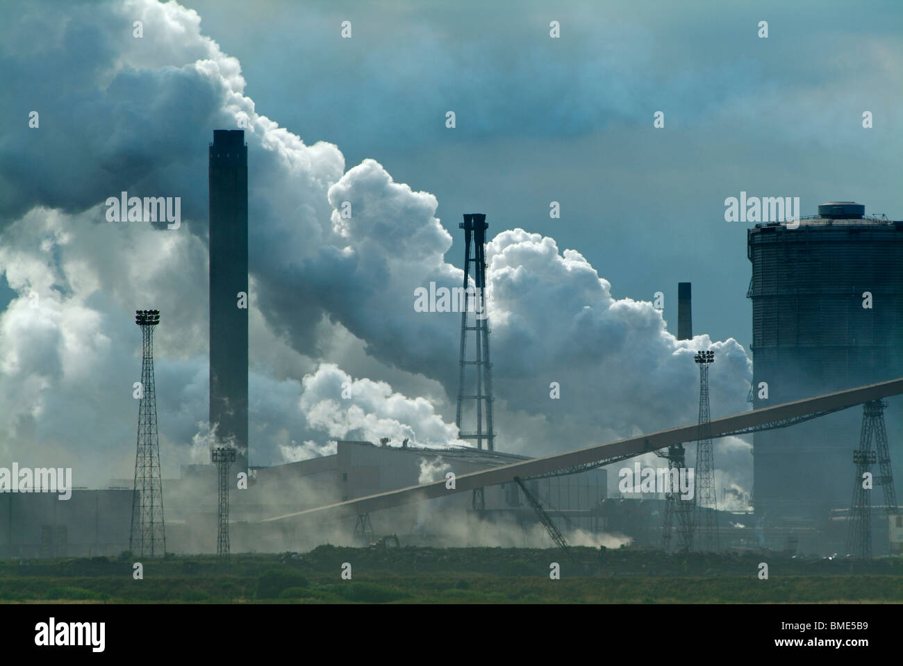 Air pollution Steam and smoke from the steel factory steel works at ...