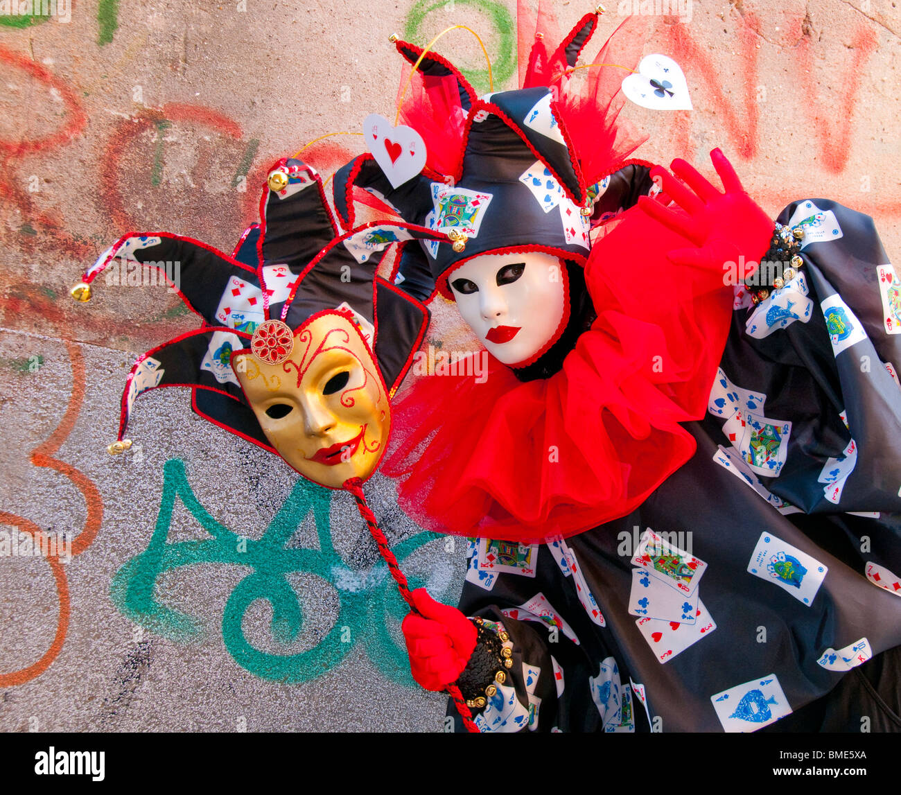 Venice Carnival, Italy Costumed Jester participant Stock Photo - Alamy